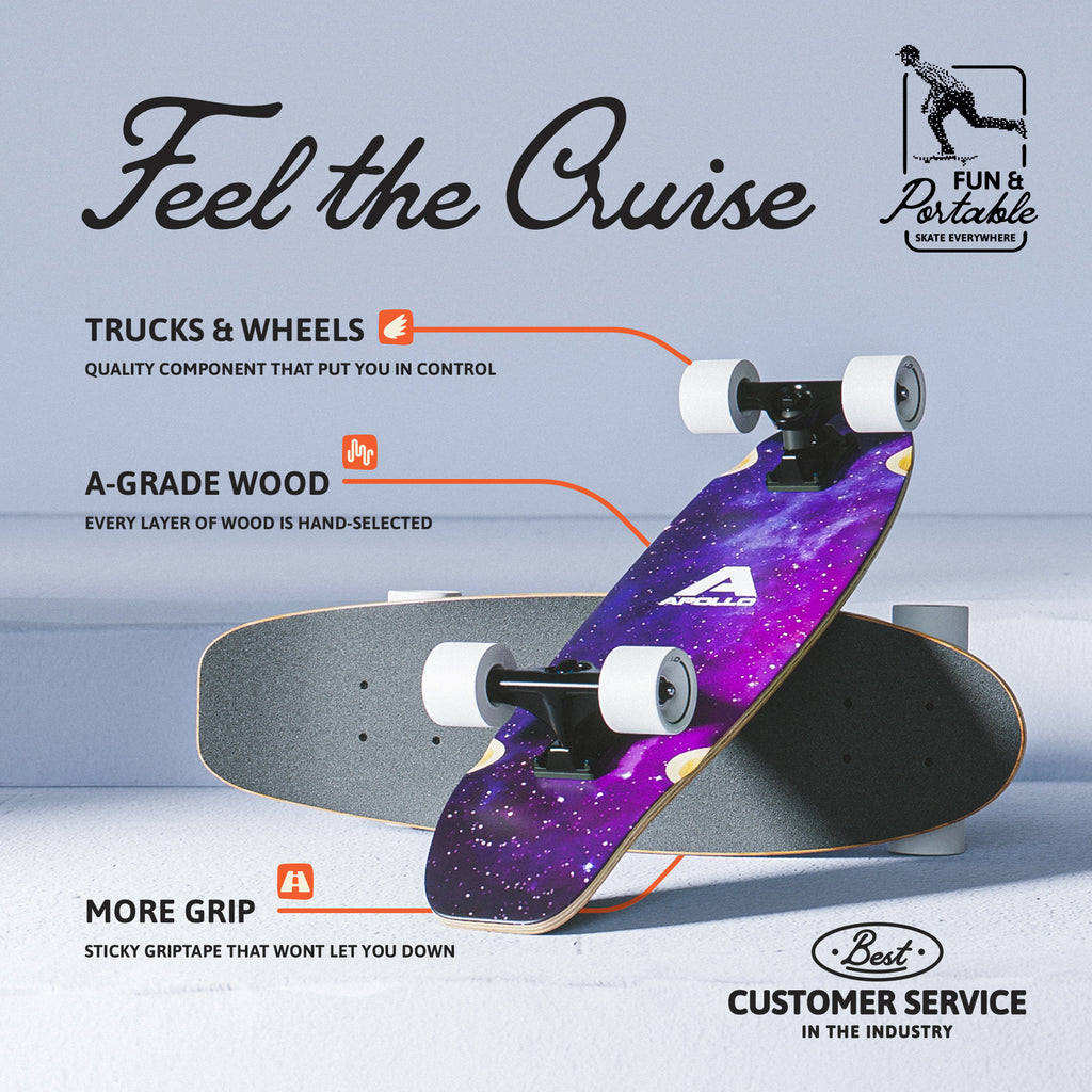 Apollo Cruiser Skateboards - Midi Cruiser Longboard - Surf Carver ...